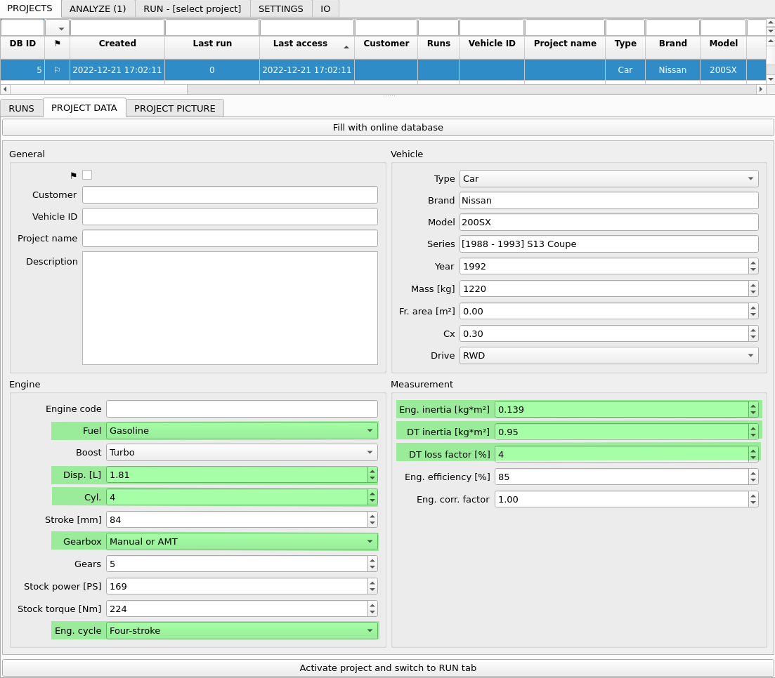Engine power calculation on roller chassis dynamometer - Perek